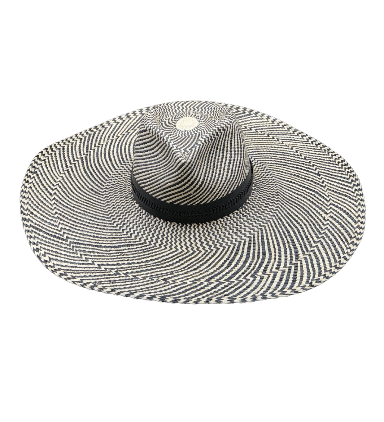 Balbina Fedora | Interwoven Black-Natural Straw Wide Brim
